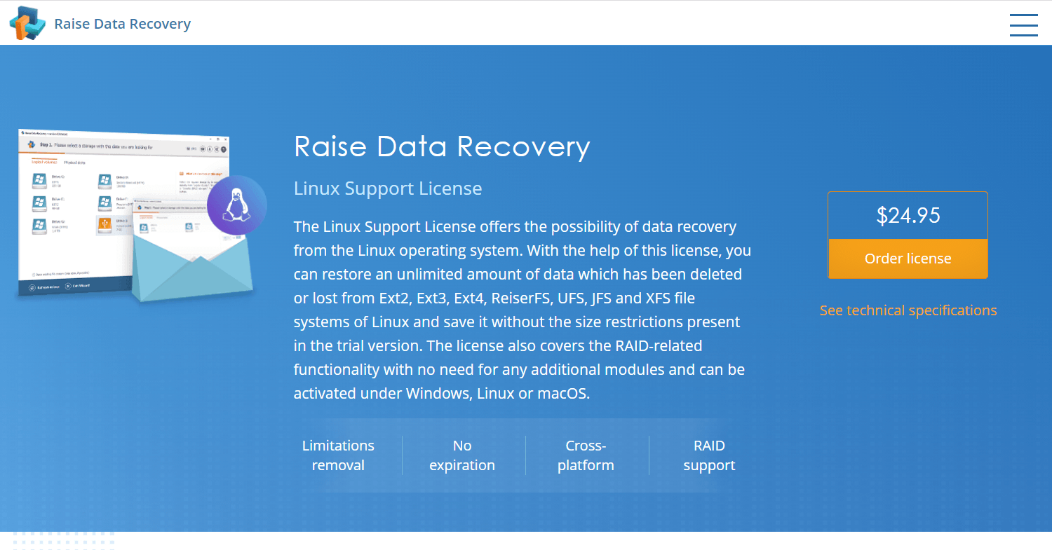 Raise Data Recovery: Linux Support License